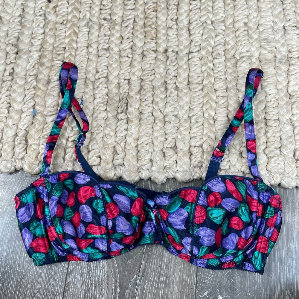 Vintage Bra Balconette Satin 80s 90s Unlined Underwir… - Gem